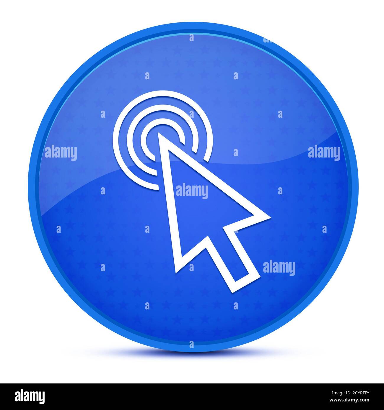 Cursor click aesthetic glossy blue round button abstract illustration ...