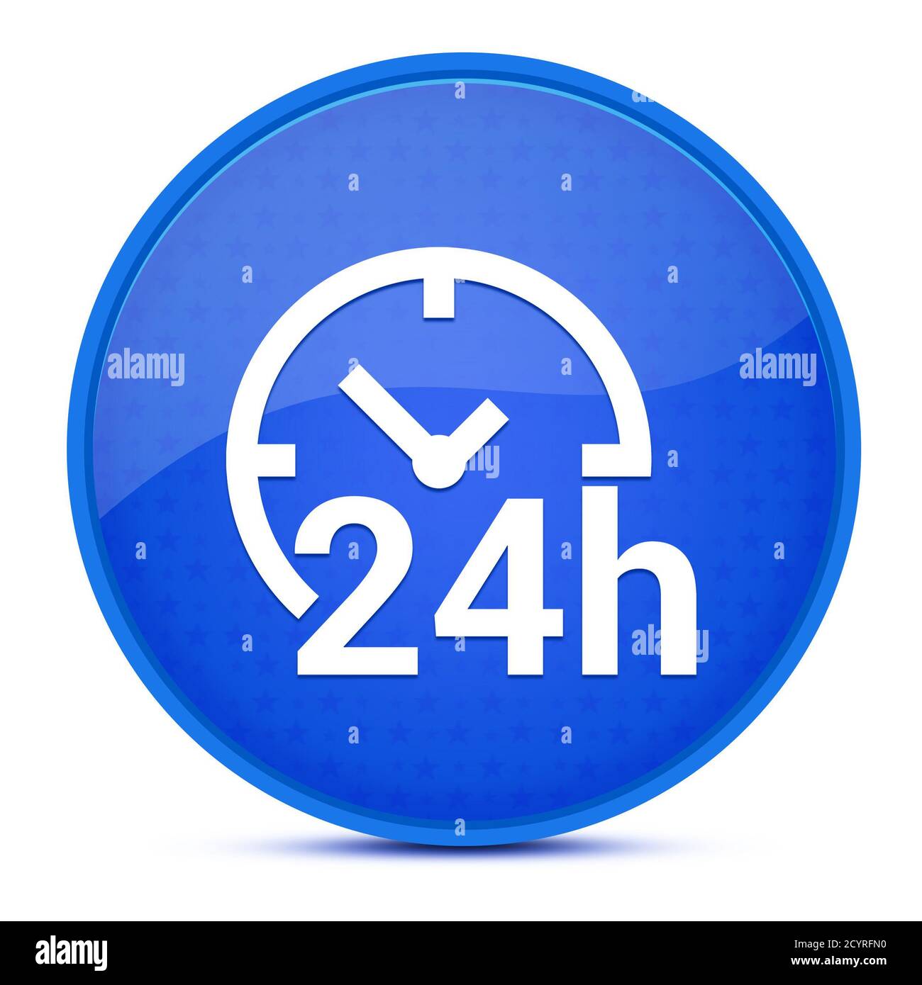 24 hours clock aesthetic glossy blue round button abstract illustration ...