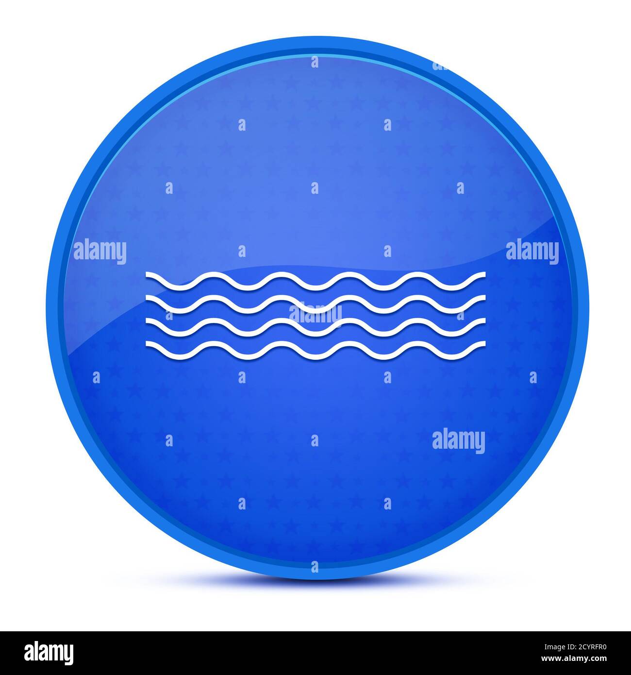 Sea waves aesthetic glossy blue round button abstract illustration ...