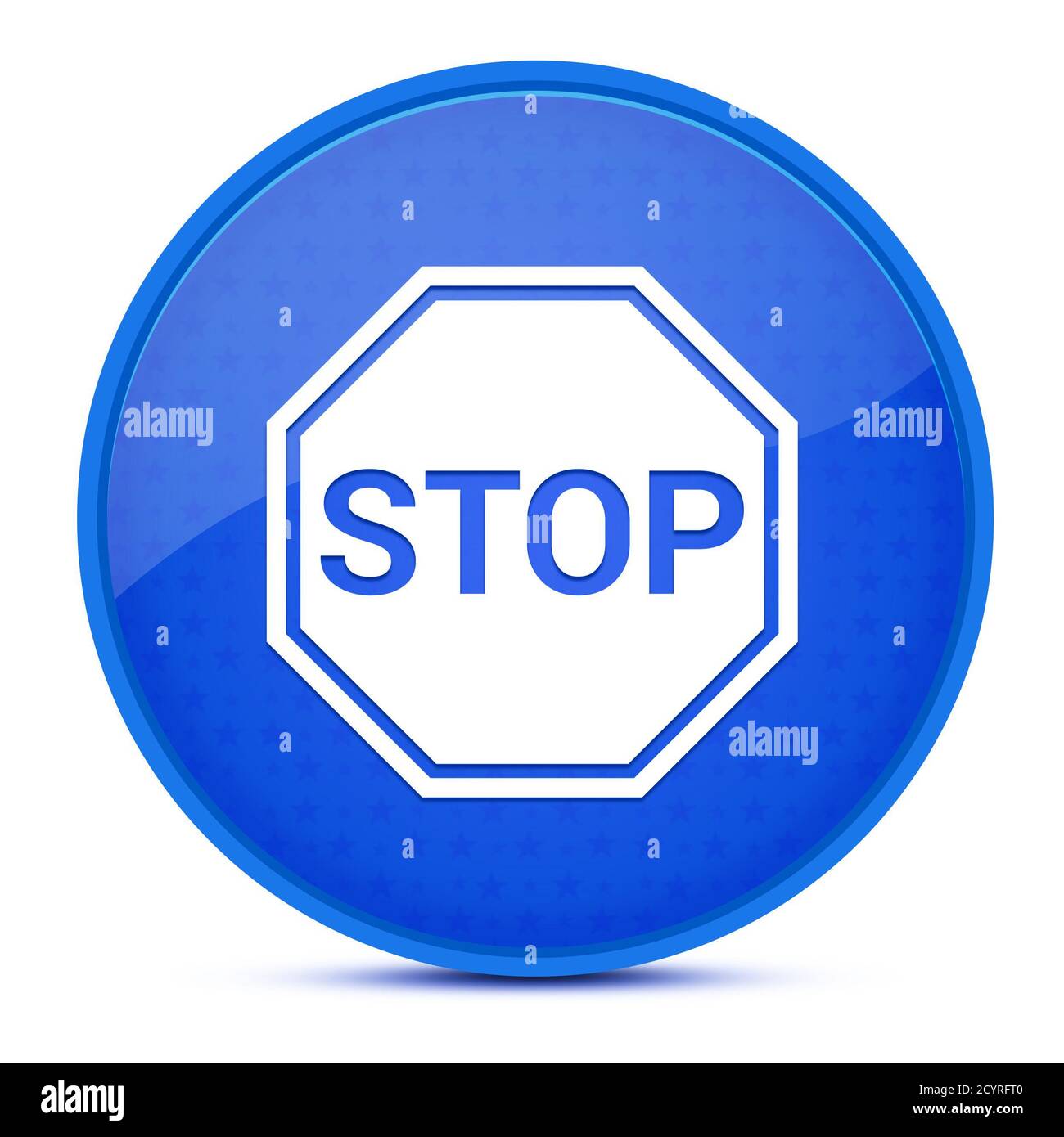 Stop sign aesthetic glossy blue round button abstract illustration ...