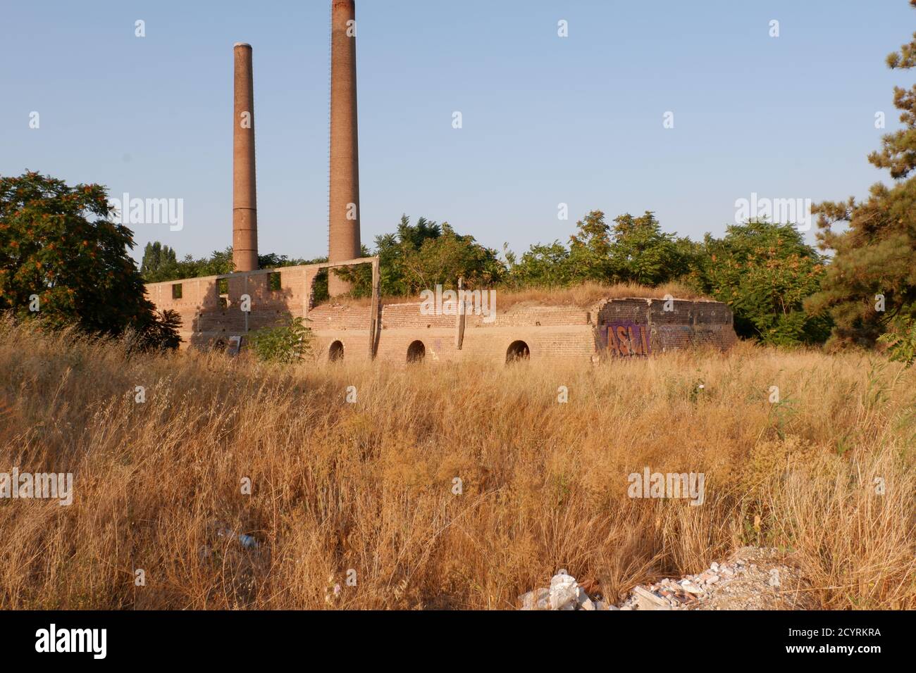 Old factory chimneys hi-res stock photography and images - Alamy