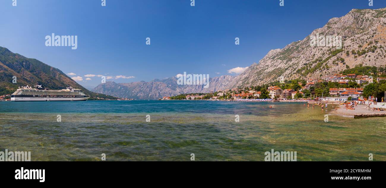 Panoramic view over Bay of Kotor from Port of Kotor Stock Photo - Alamy