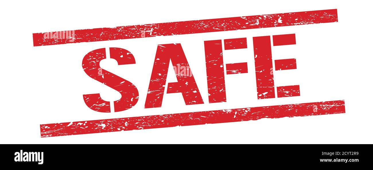 SAFE text on red grungy rectangle stamp sign Stock Photo - Alamy