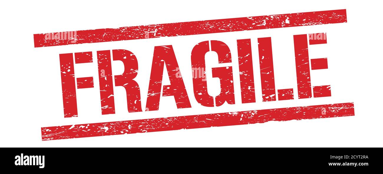 FRAGILE text on red grungy rectangle stamp sign Stock Photo - Alamy