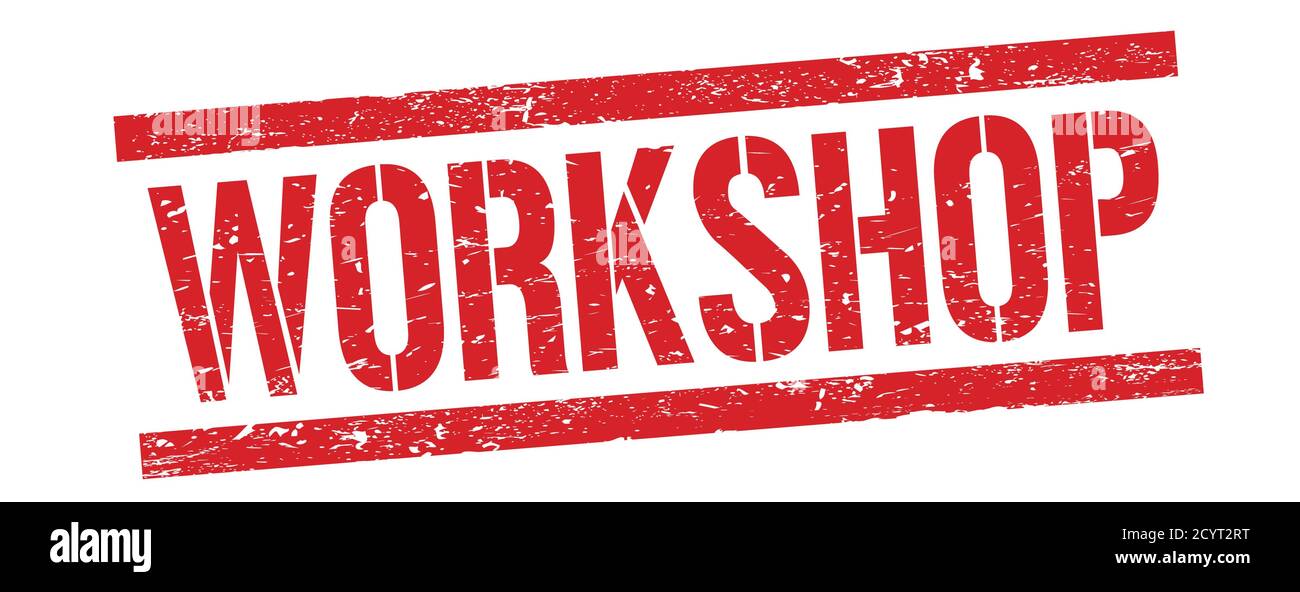 WORKSHOP text on red grungy rectangle stamp sign Stock Photo - Alamy