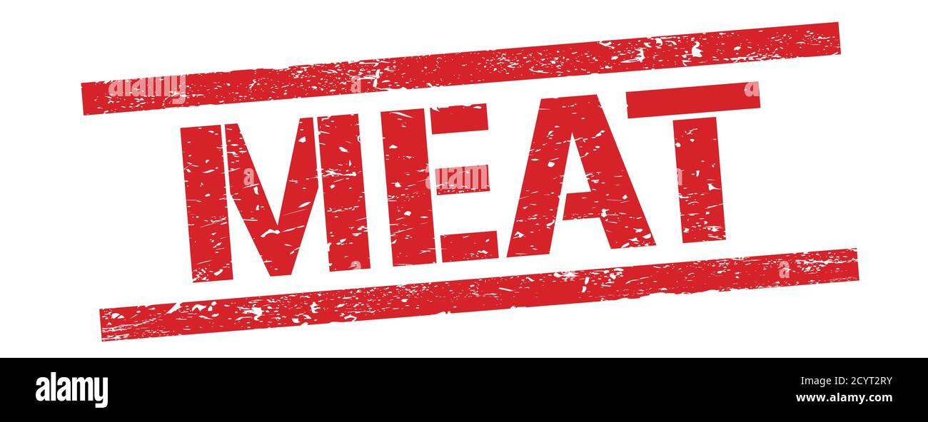 MEAT text on red grungy rectangle stamp sign Stock Photo - Alamy