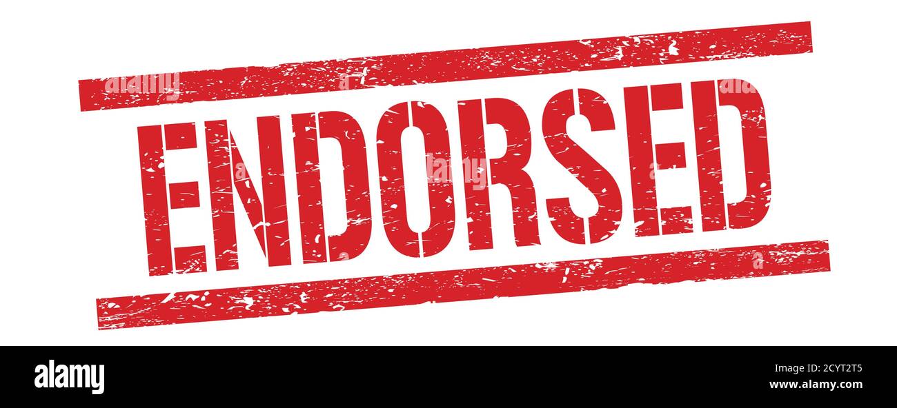 ENDORSED text on red grungy rectangle stamp sign Stock Photo - Alamy