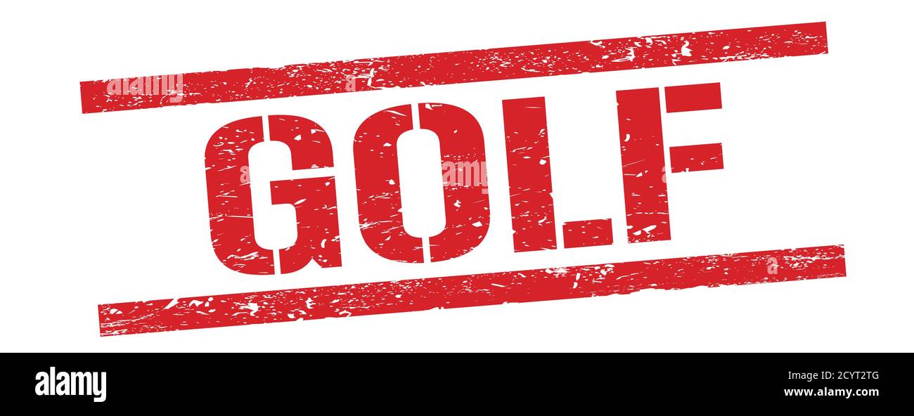 GOLF text on red grungy rectangle stamp sign Stock Photo - Alamy
