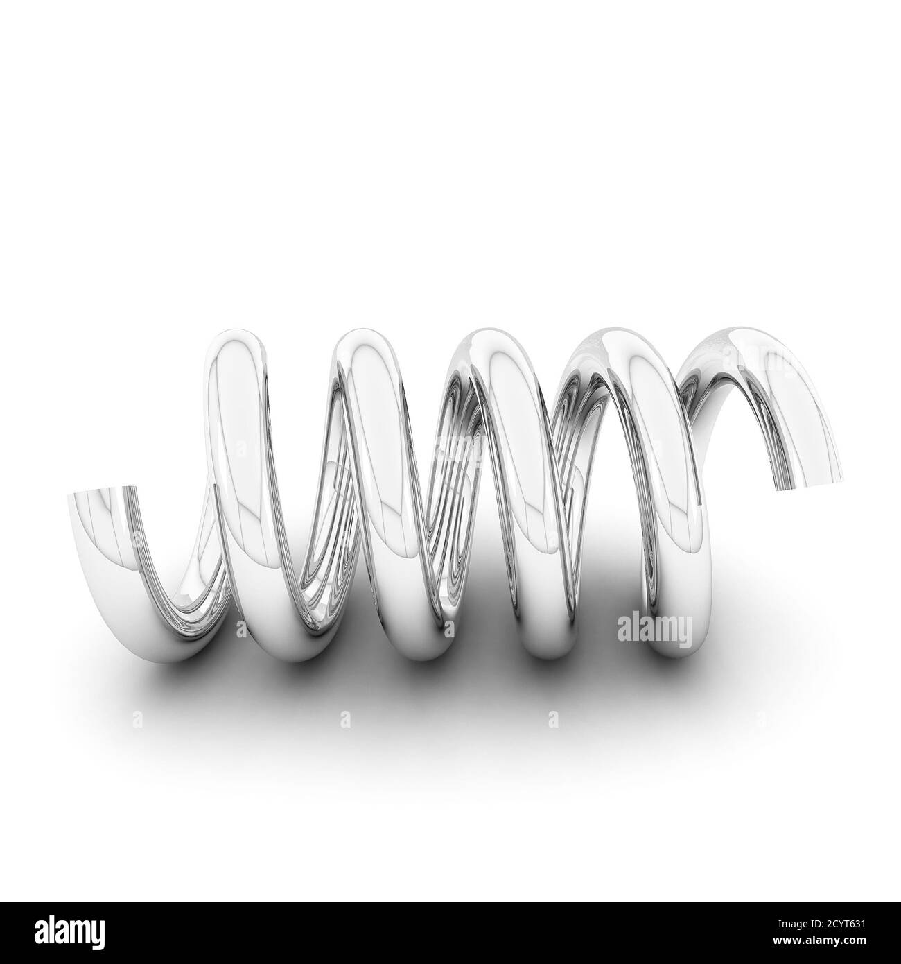 3d render of chrome spring on white Stock Photo - Alamy