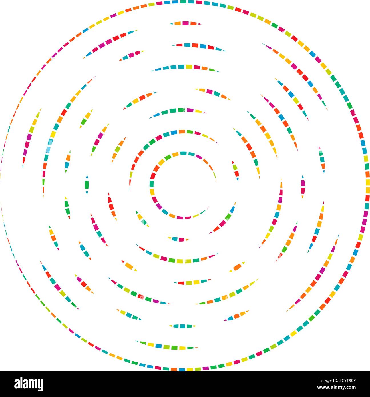 Abstract circular ,radial design element. Geometric radiating dashed ...