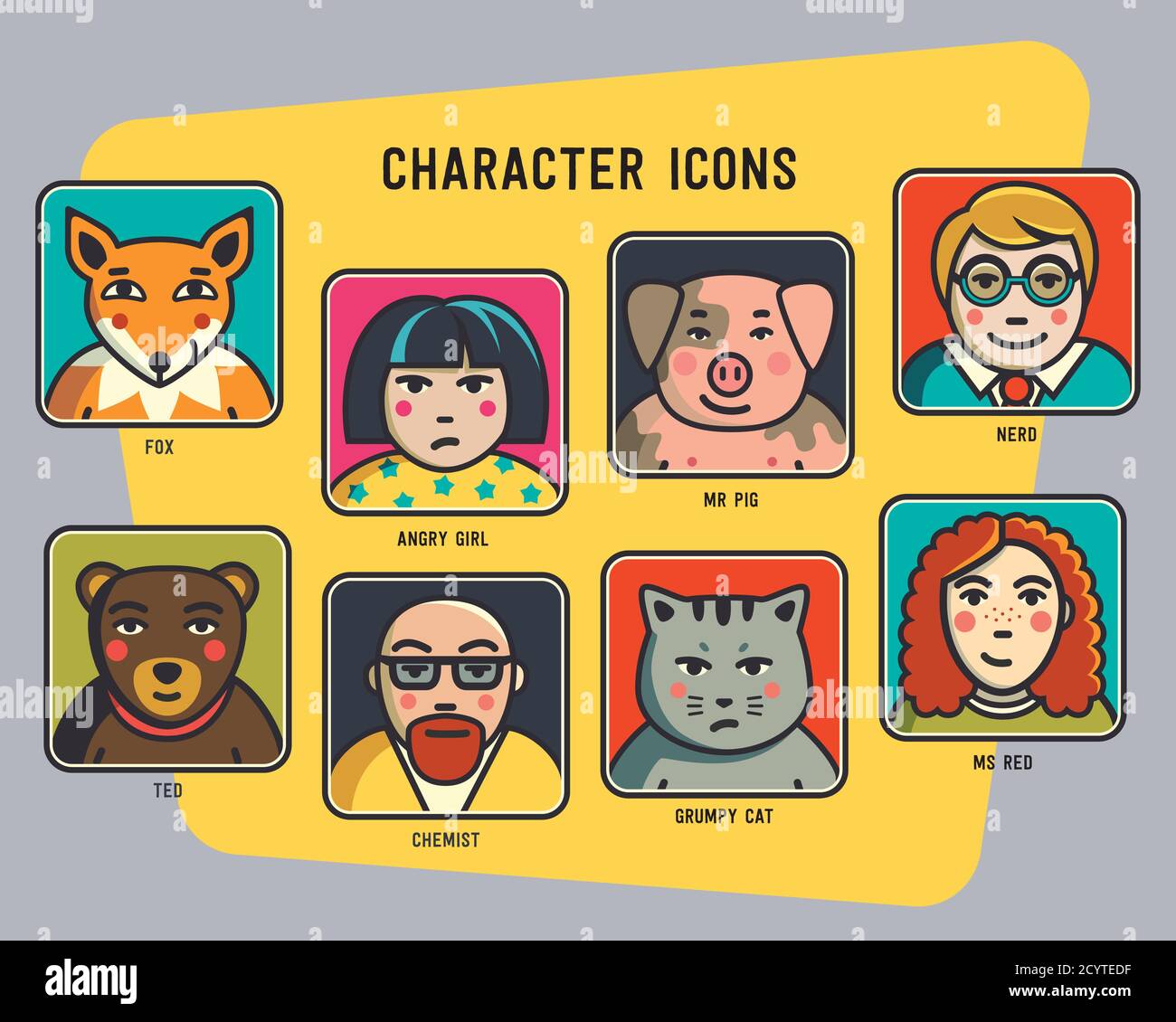 Vector avatars set. funny colorful characters. men, women and funny ...