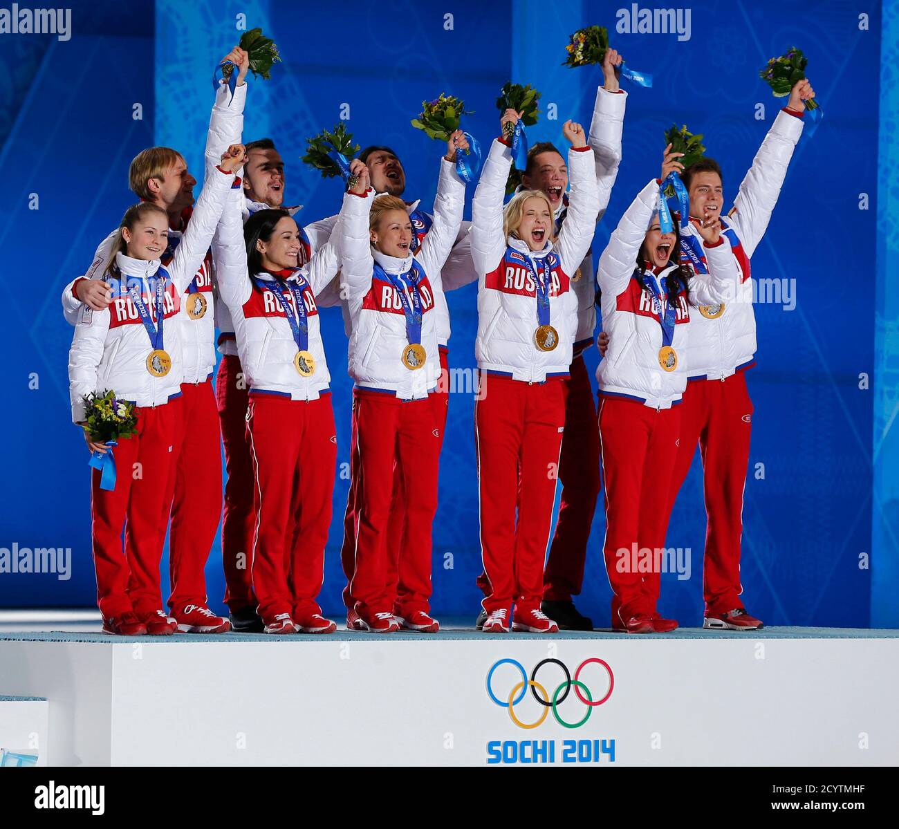 Team russia figure skating 2014 podium hi-res stock photography and ...
