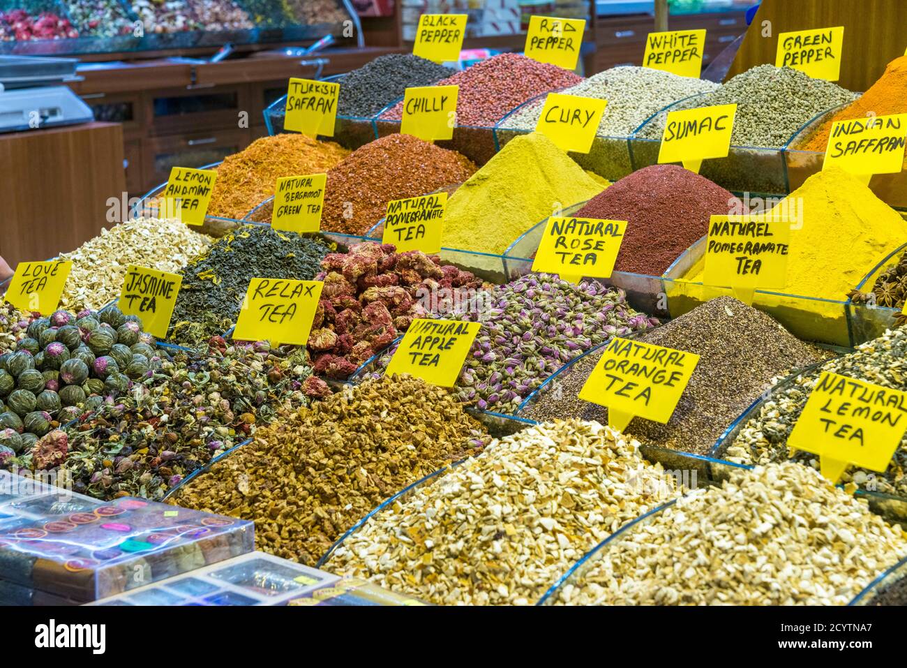 Spices and Teas in the Grand Bazaar, Istanbul Stock Photo - Alamy