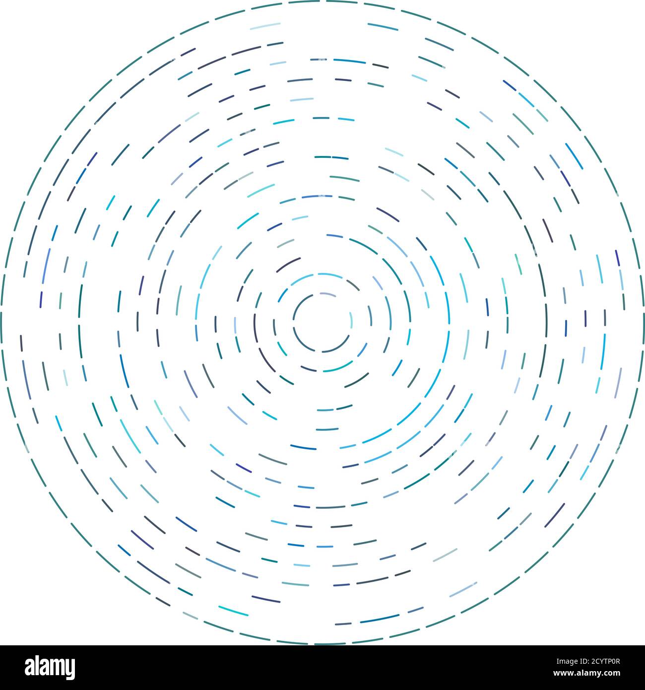 Abstract circular ,radial design element. Geometric radiating dashed ...