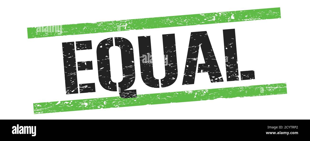 EQUAL text on black green grungy lines stamp sign Stock Photo - Alamy