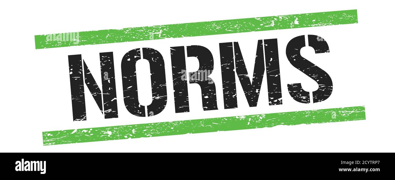 NORMS text on black green grungy lines stamp sign Stock Photo - Alamy