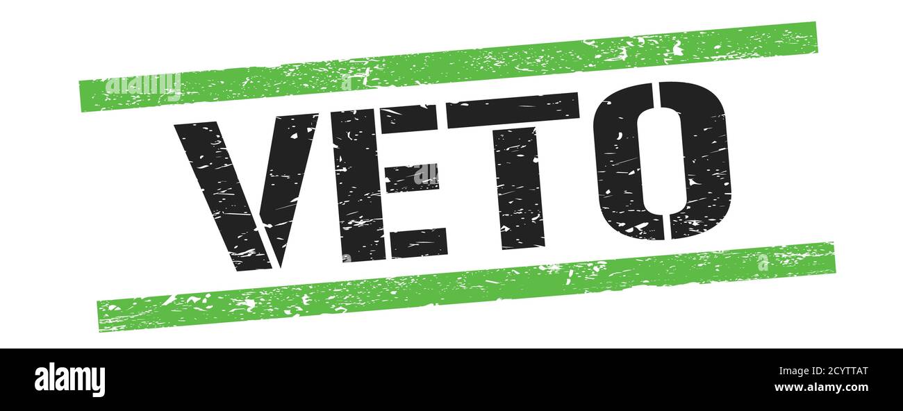 VETO text on black green grungy lines stamp sign Stock Photo - Alamy