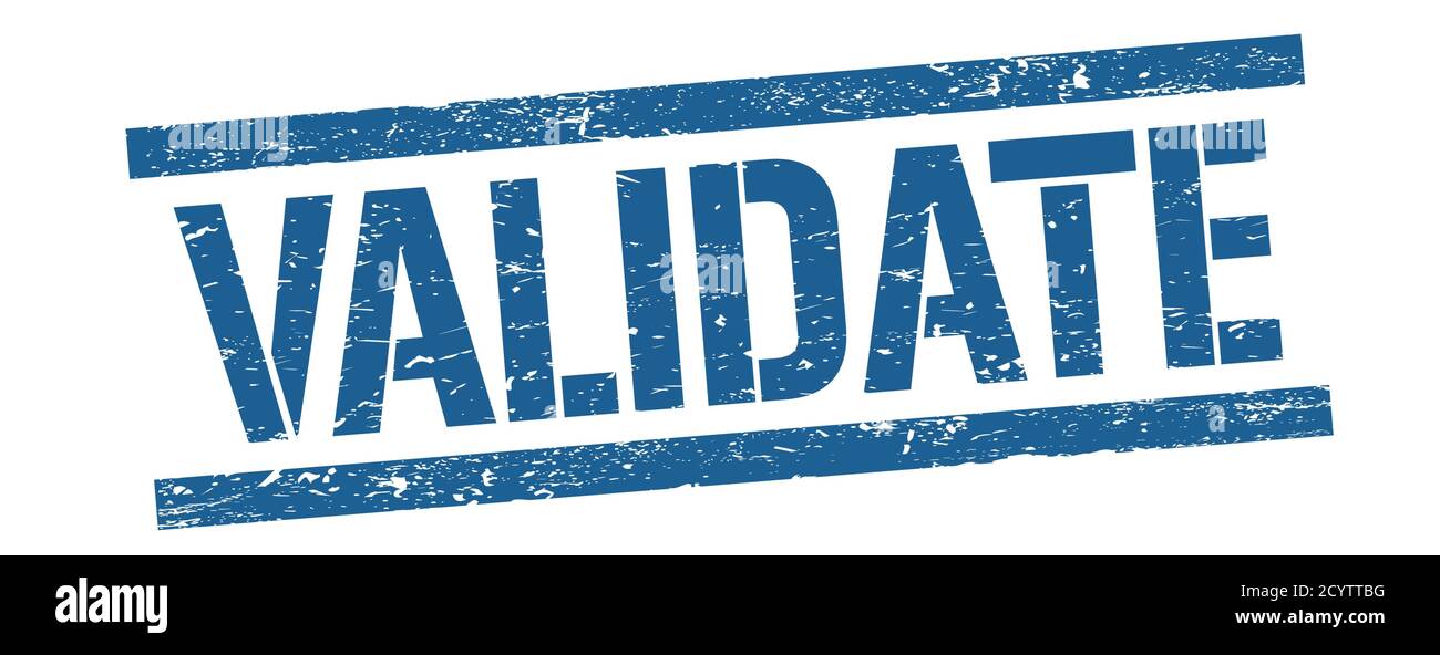 VALIDATE text on blue grungy lines stamp sign Stock Photo - Alamy