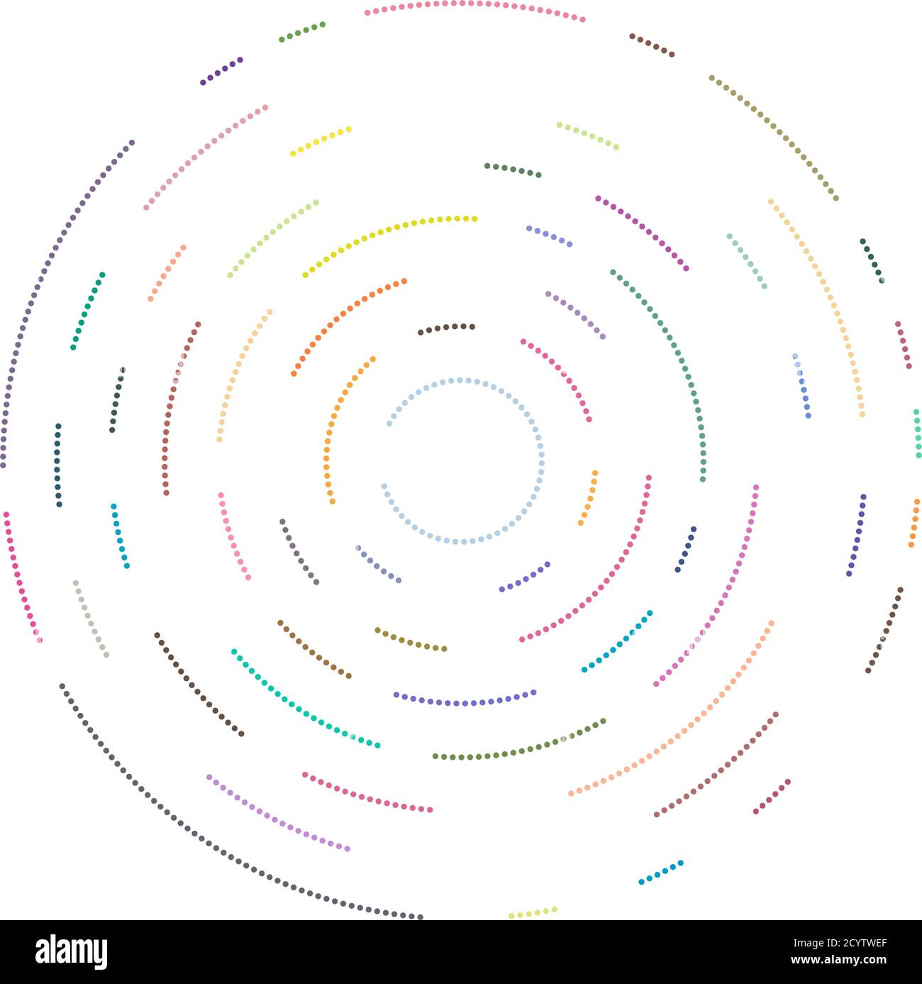 Abstract circular ,radial design element. Geometric radiating dashed ...