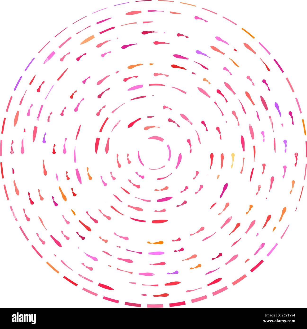 Abstract circular ,radial design element. Geometric radiating dashed ...