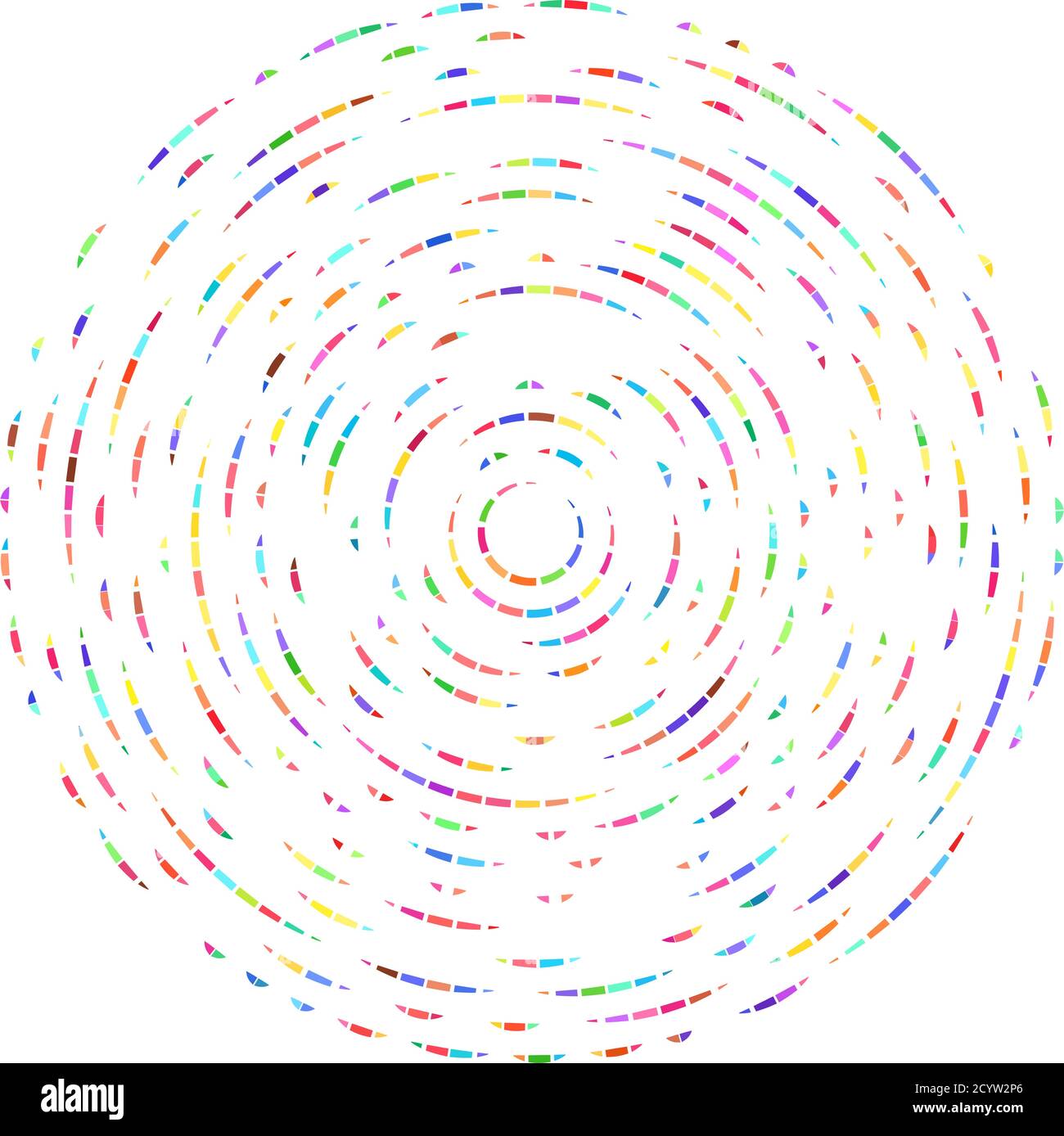 Abstract circular ,radial design element. Geometric radiating dashed ...