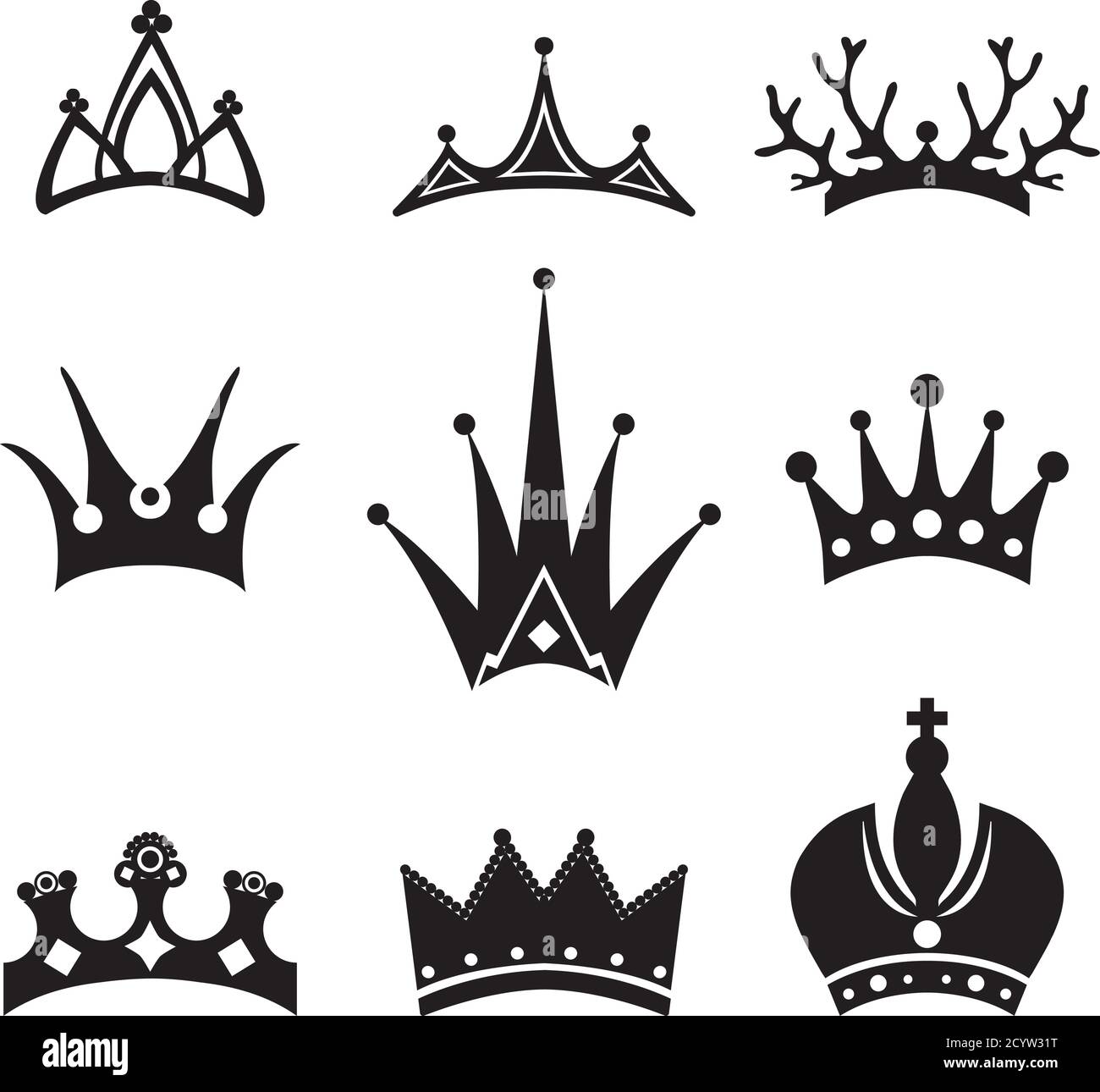 monochrome vintage antique crowns - icons Stock Vector Image & Art - Alamy