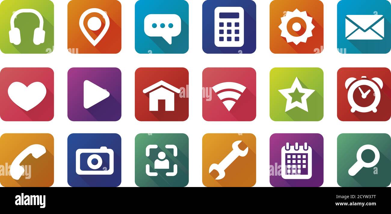 Colored icons for the Web. Full set Stock Vector Image & Art - Alamy