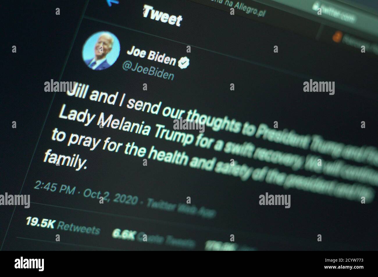 A tweet by US presidential candidate wishing US president Donald Trump ...