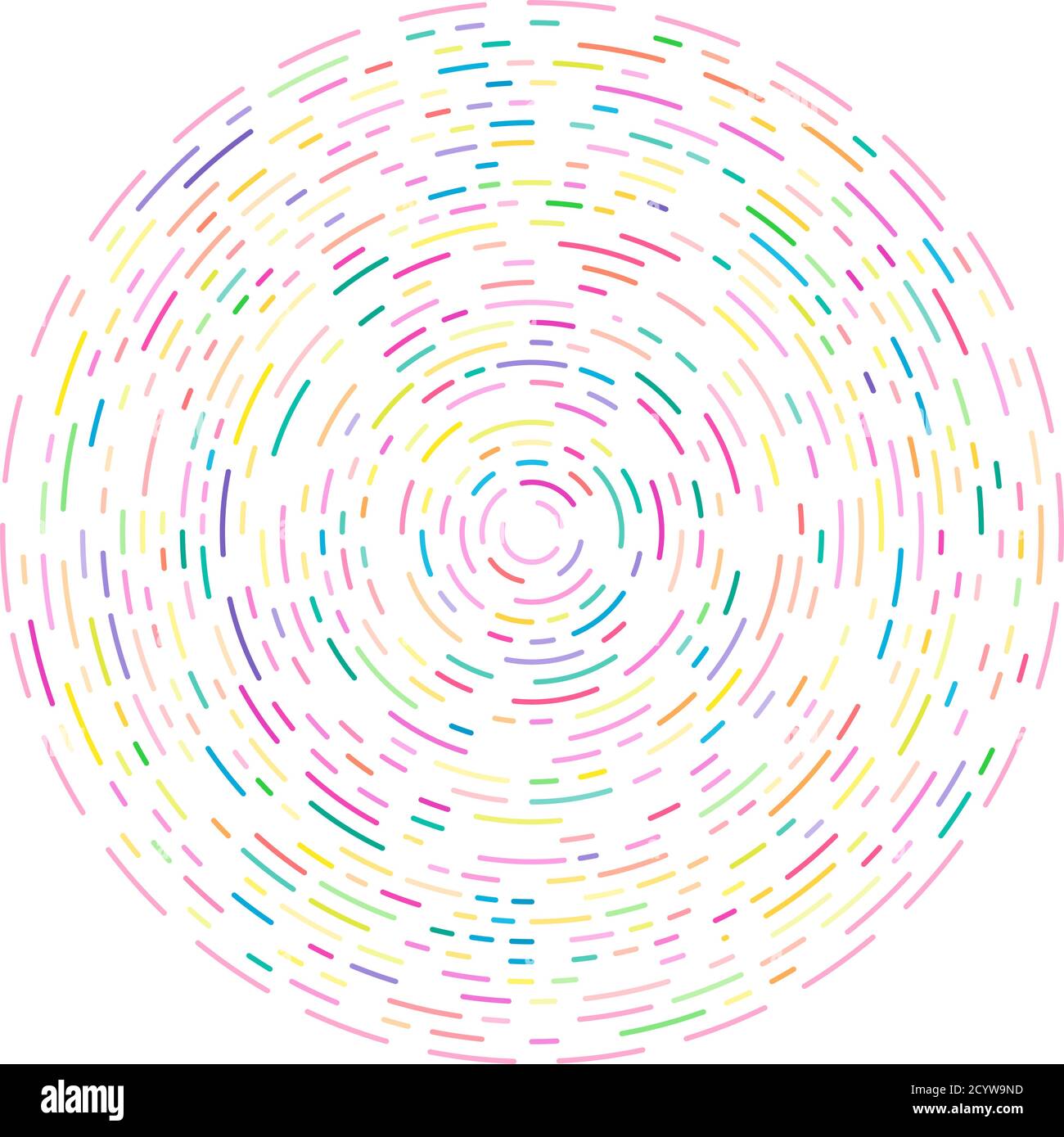 Abstract circular ,radial design element. Geometric radiating dashed ...