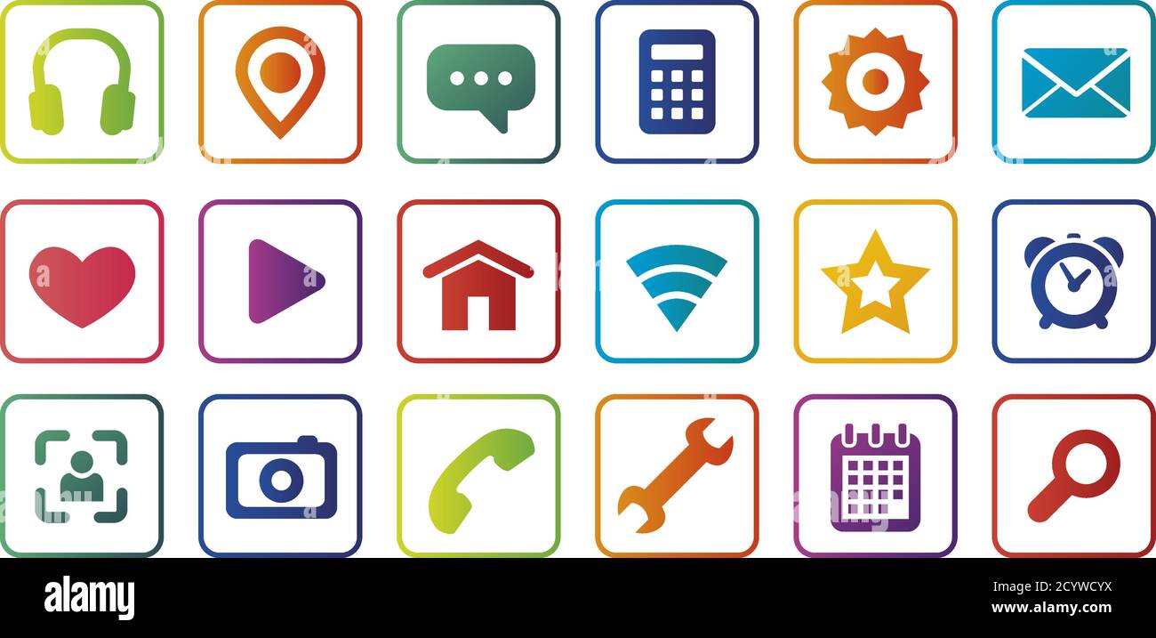 Colored icons for the Web. Full set Stock Vector Image & Art - Alamy