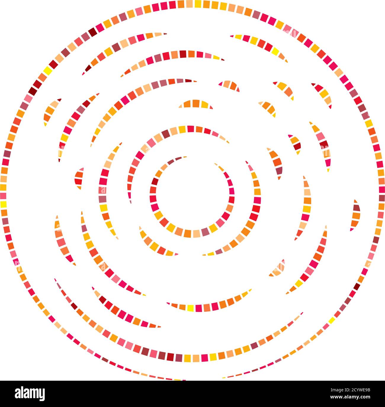 Abstract circular ,radial design element. Geometric radiating dashed ...