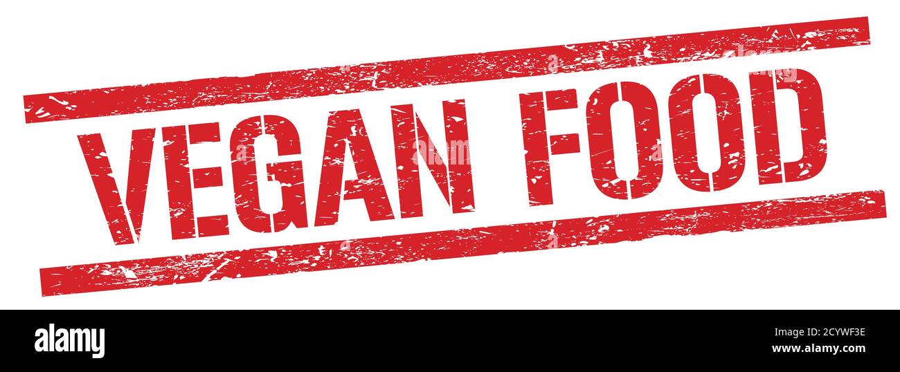 VEGAN FOOD text on red grungy rectangle stamp sign Stock Photo - Alamy