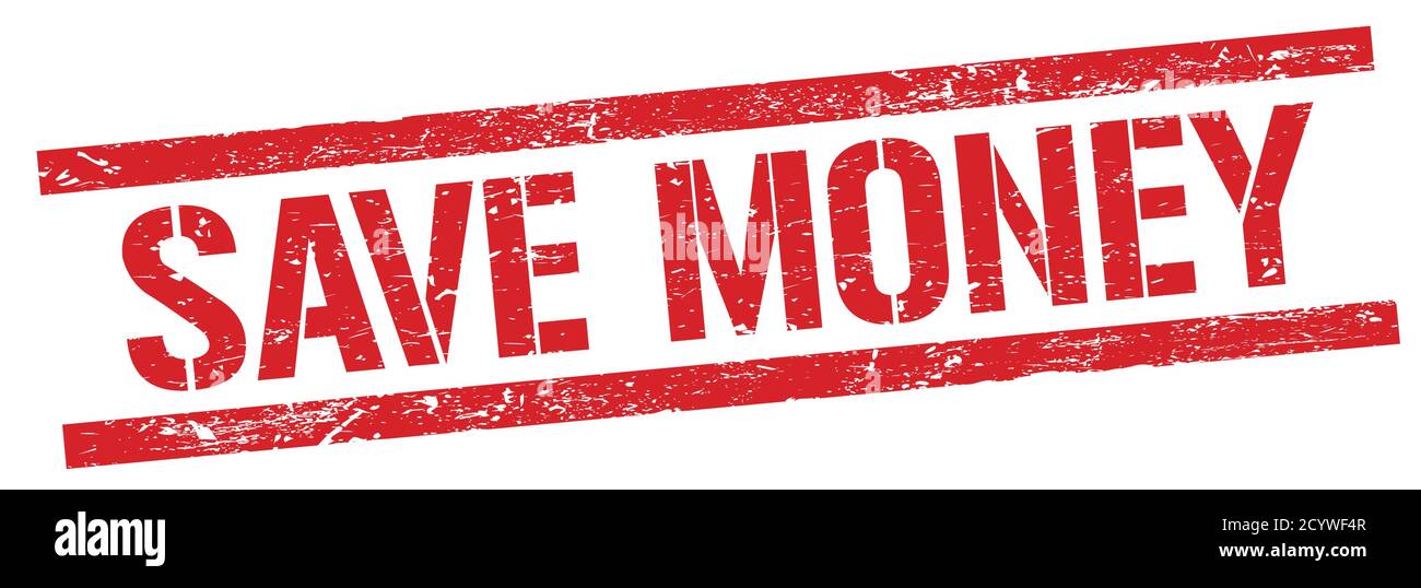 SAVE MONEY text on red grungy rectangle stamp sign Stock Photo - Alamy