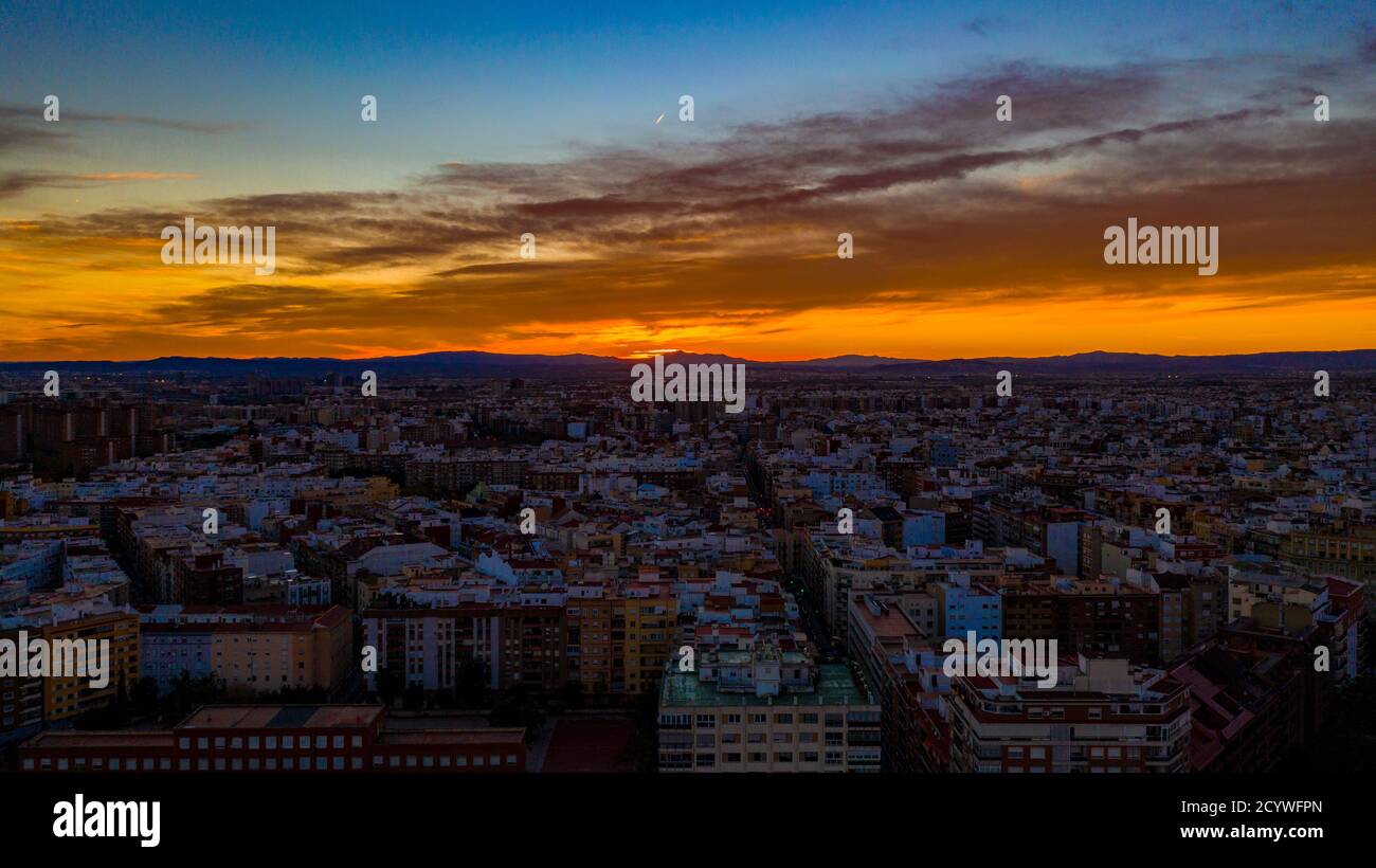 Sunset in Valencia Stock Photo - Alamy