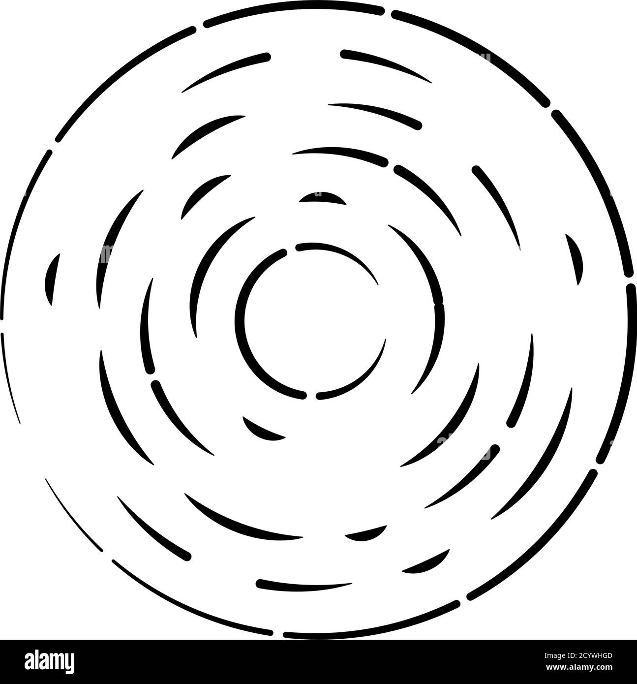 Abstract circular ,radial design element. Geometric radiating dashed ...