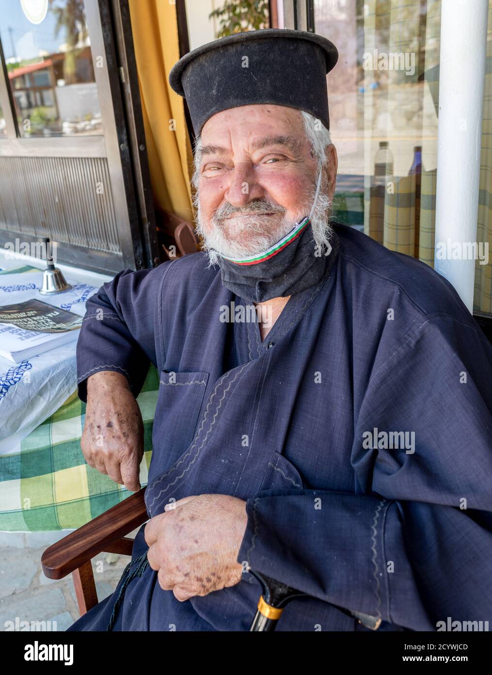 Greek Priest In Rhodes Greece Stock Photo - Alamy
