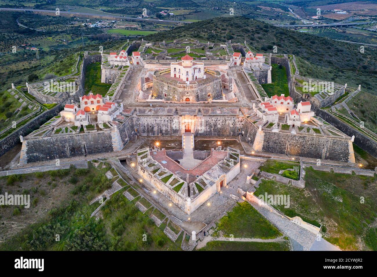 Elvas Fort drone aerial view of Forte Nossa Senhora da Graca in ...