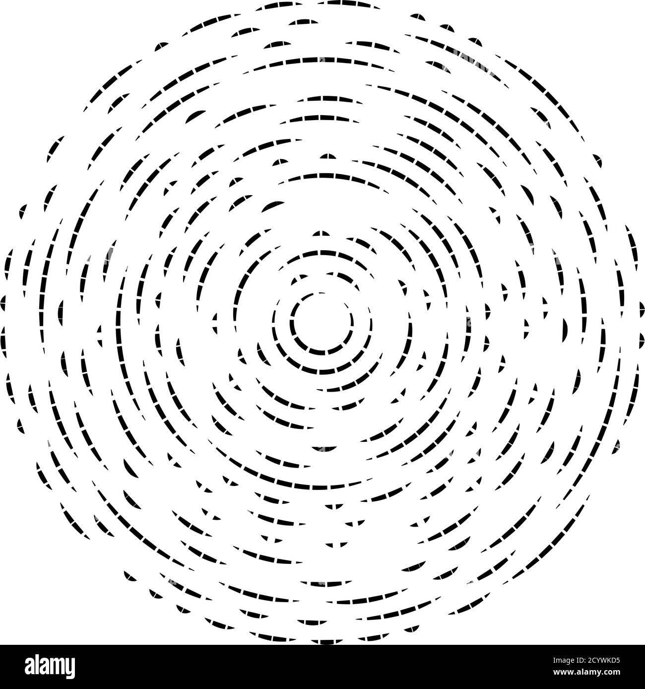 Abstract circular ,radial design element. Geometric radiating dashed ...