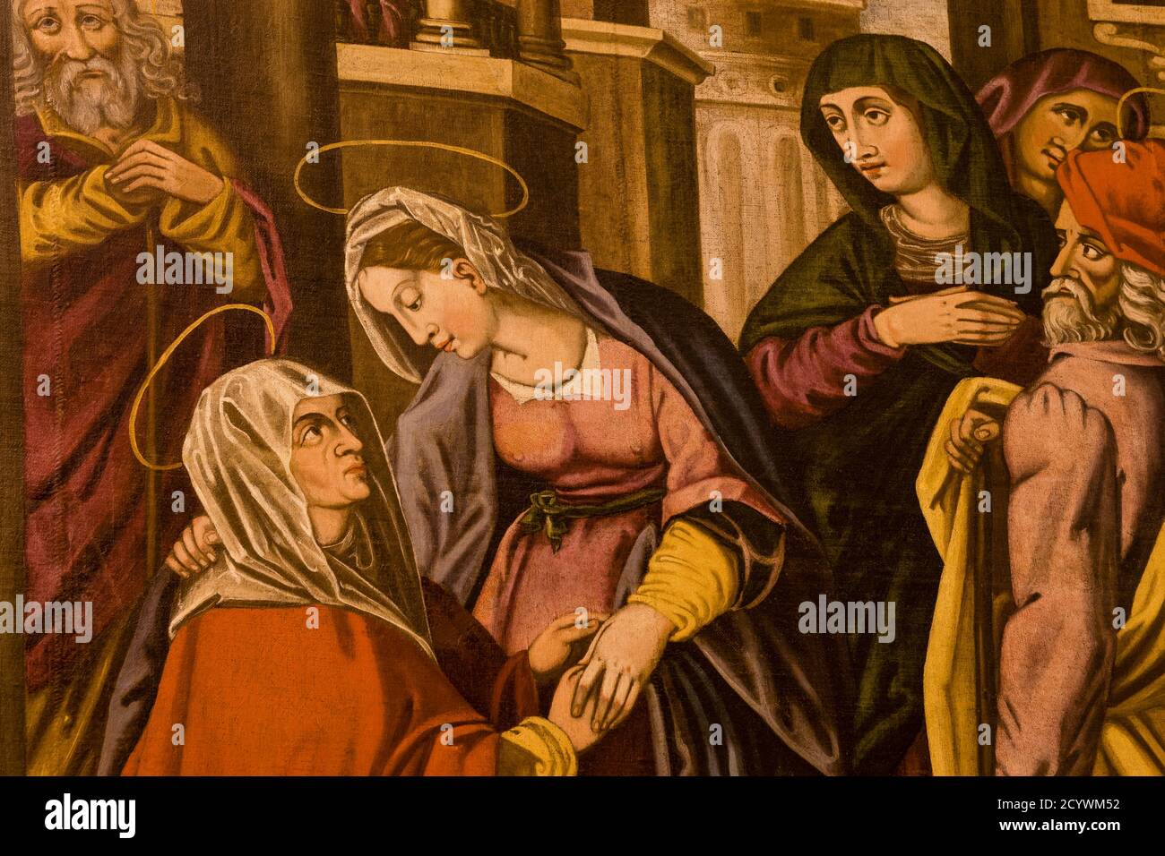 Visita de la Virgen Maria a su prima Santa Isabel. Cuadro pintado por ...
