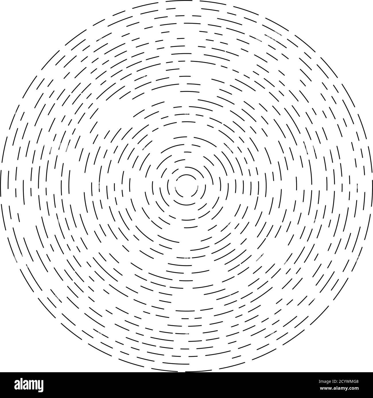 Abstract circular ,radial design element. Geometric radiating dashed ...