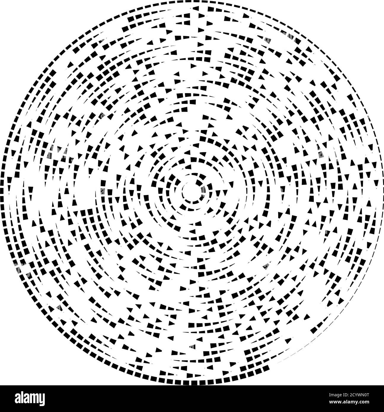Abstract circular ,radial design element. Geometric radiating dashed ...