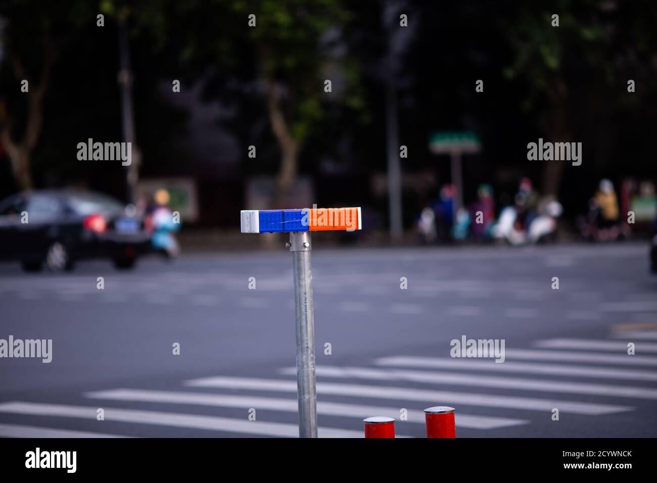 Road sign on pedestrian in China, Asia Stock Photo - Alamy