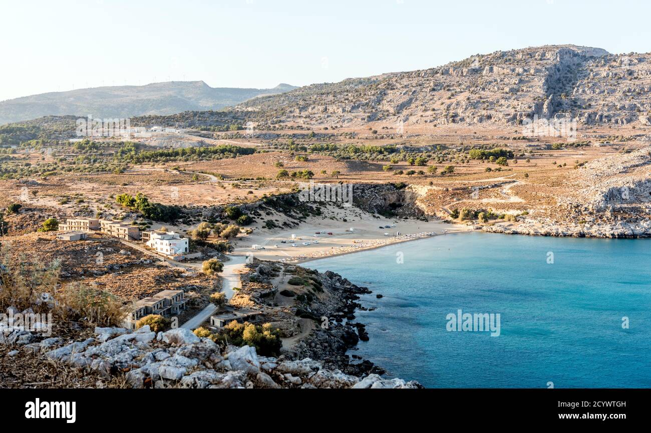 Golden Sands Beach Haraki Rhodes Greece Stock Photo - Alamy