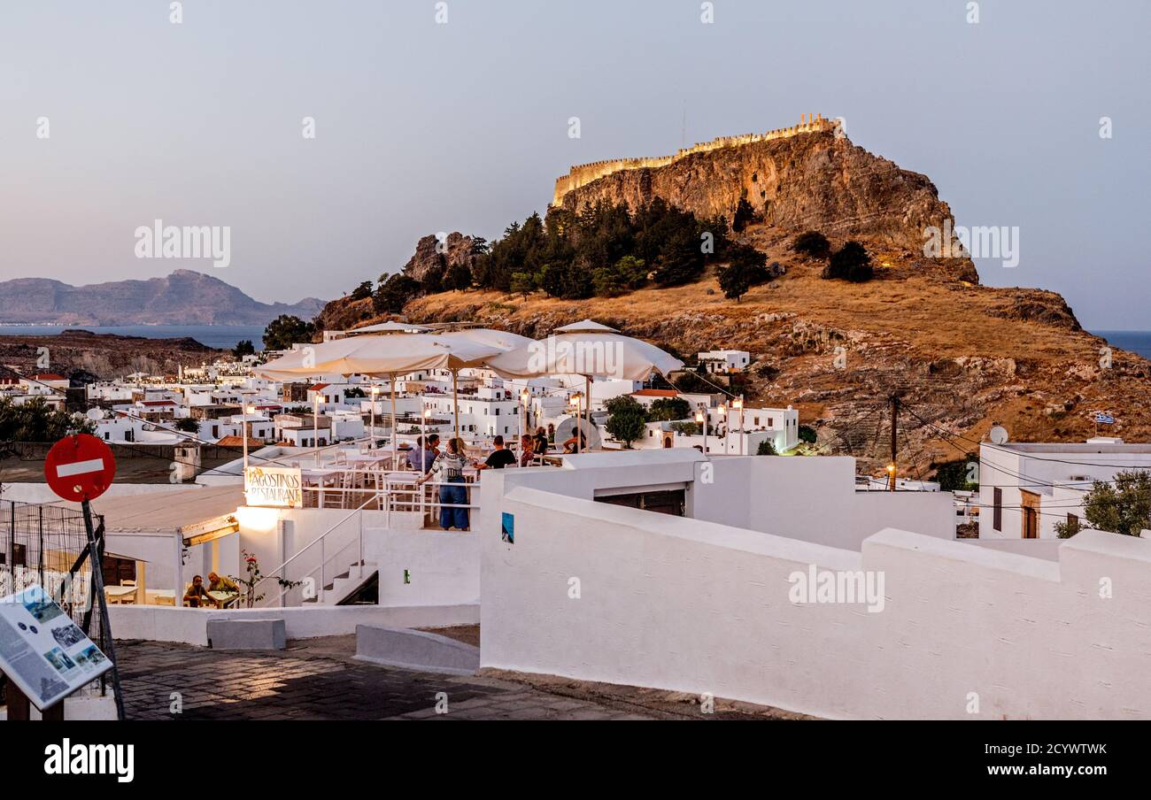 Lindos night greek islands greece hi-res stock photography and images ...