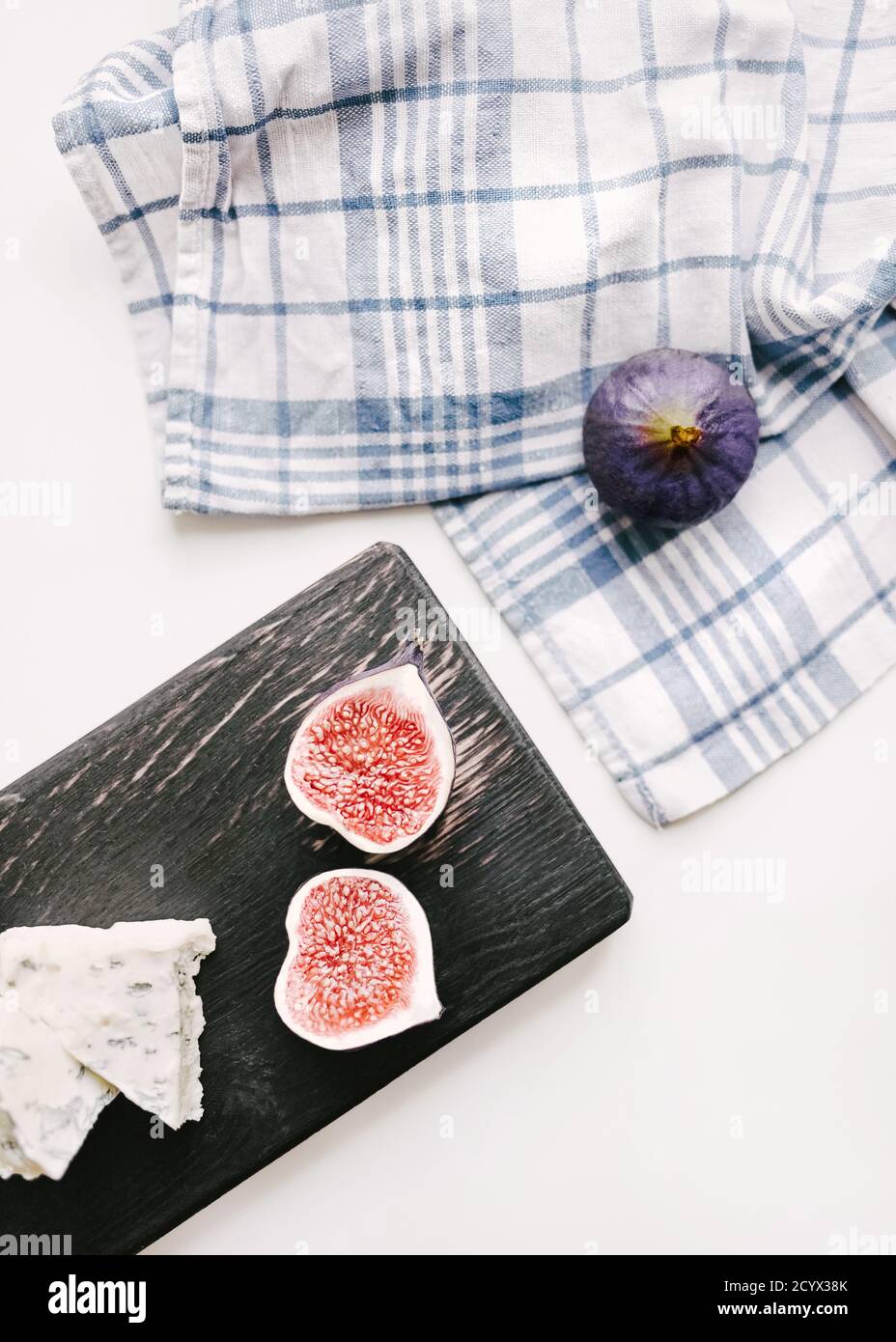 Figs and blue cheese Top view photo Stock Photo - Alamy