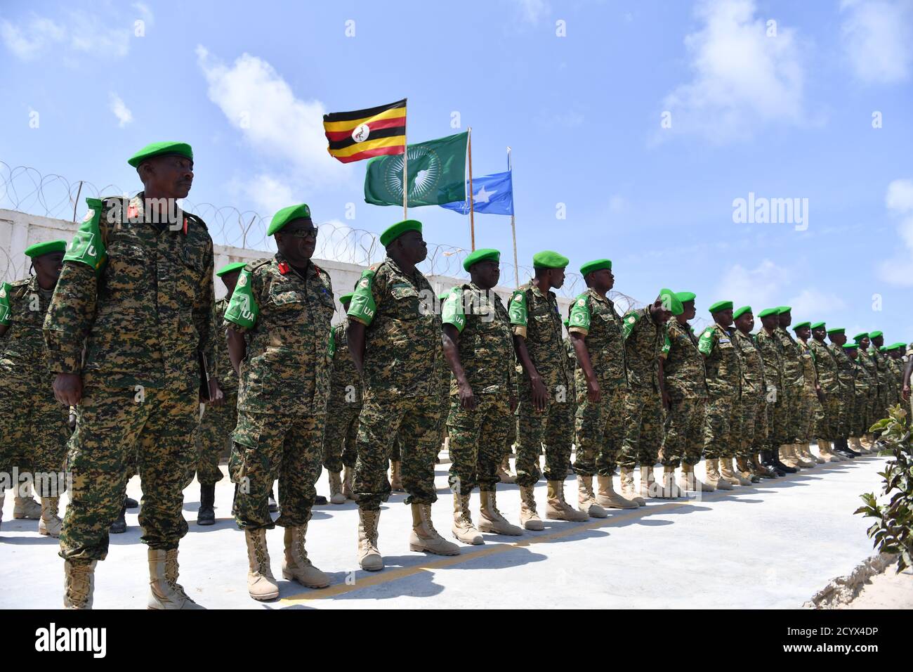 Ugandan soldiers who completed their one year tour of duty under the ...