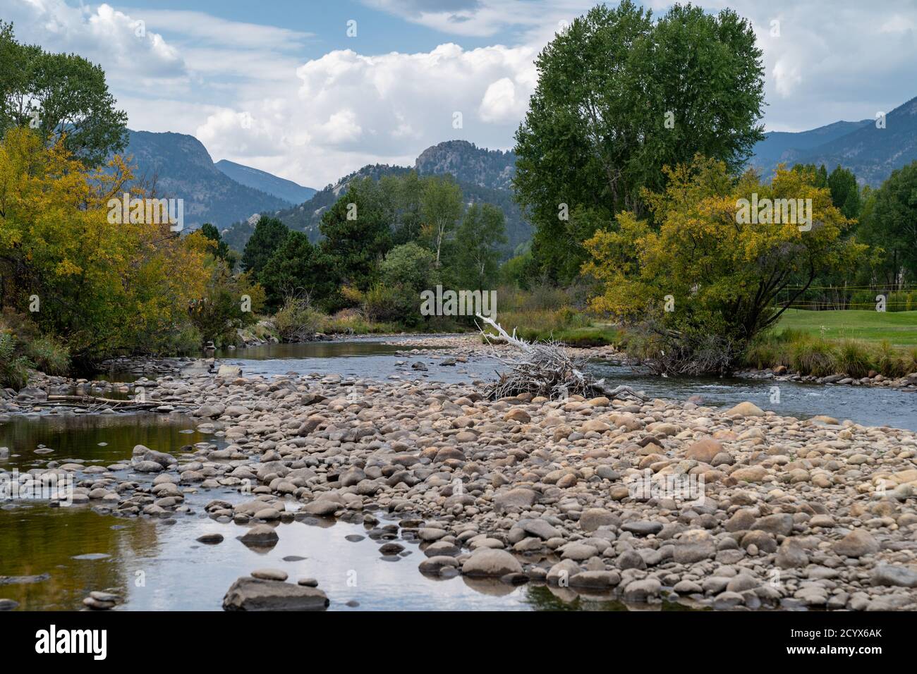 Big Thompson River going through Lake Estes Park in Colorado during ...