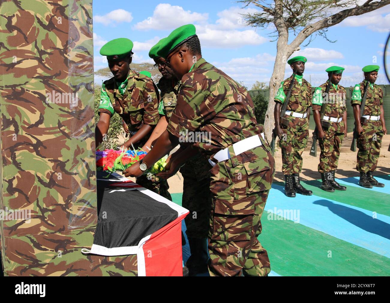 AMISOM Force Commander Lt. Gen. Jim Beesigye Owoyesigire paid tribute to fallen Kenyan Defense ...