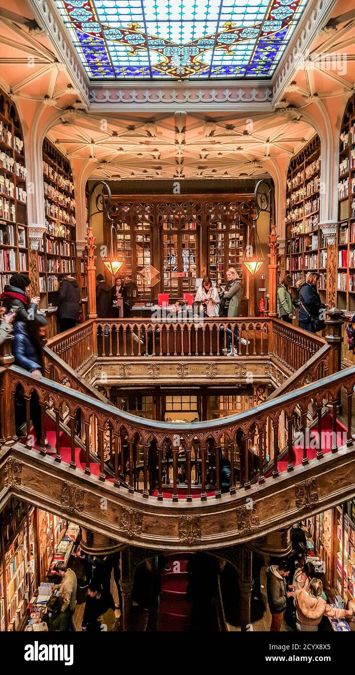 Livraria Lello, one of the oldest bookstores in Portugal. Porto Stock ...