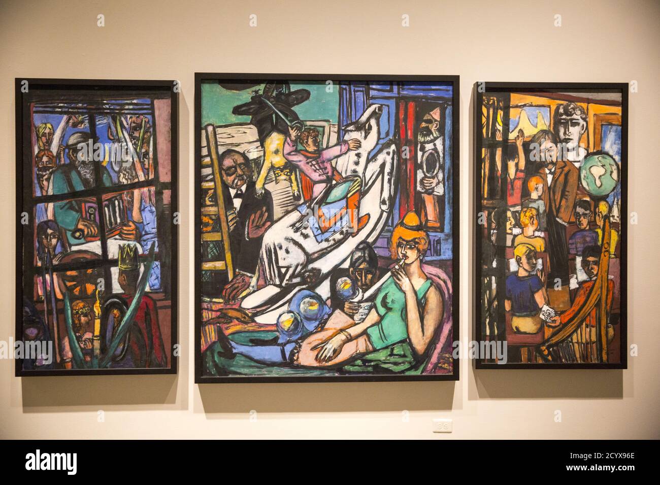 "The Beginning," Max Beckman, German 1884-1950.; Tryptich, Oil on ...